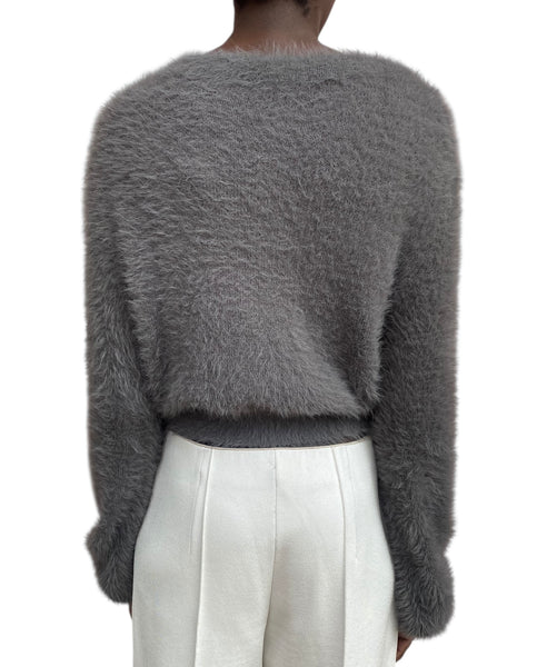 Alberta Ferretti Grey Fuzzy Cropped Cardigan - US 6 – I MISS YOU VINTAGE