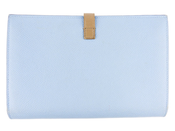 Celine Bicolor Blue and Taupe Leather Strap Large Multifunction Snap W ...