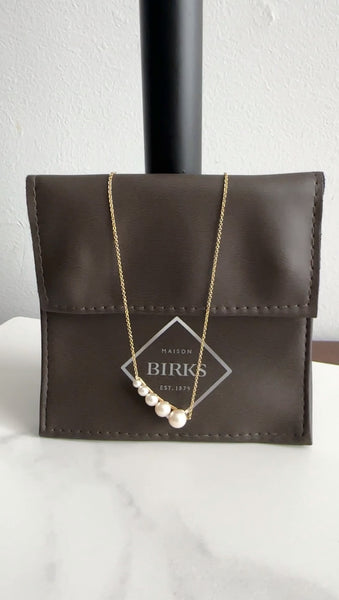Birks 18k Yellow Gold 5 Freshwater Pearl Horizontal Bar Necklace – I ...