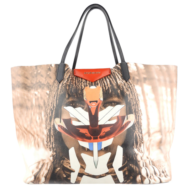 Givenchy Robot Himba Print Coated Canvas Antigona Shopping Tote with P ...