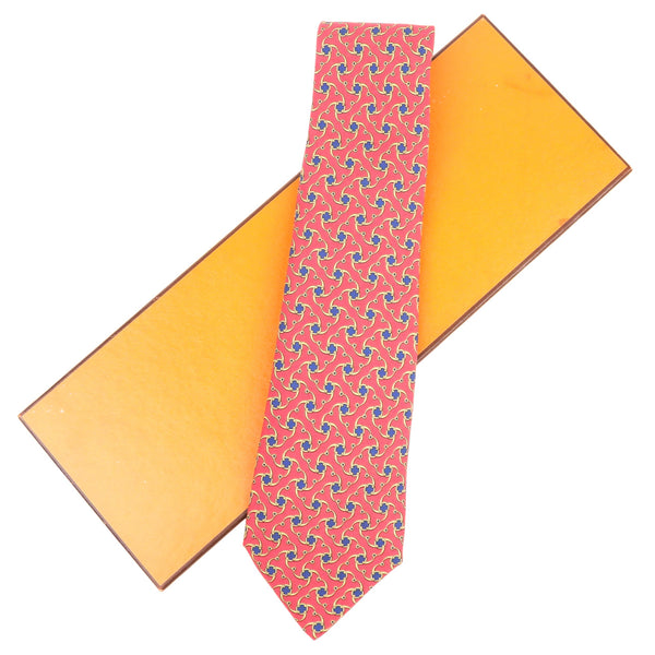 Hermes Vintage Red, Yellow and Blue Pattern Silk Neck Tie 7445 HA – I ...
