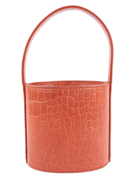 Staud Red Croc Embossed Leather Two Way Bucket Bag – I MISS YOU VINTAGE