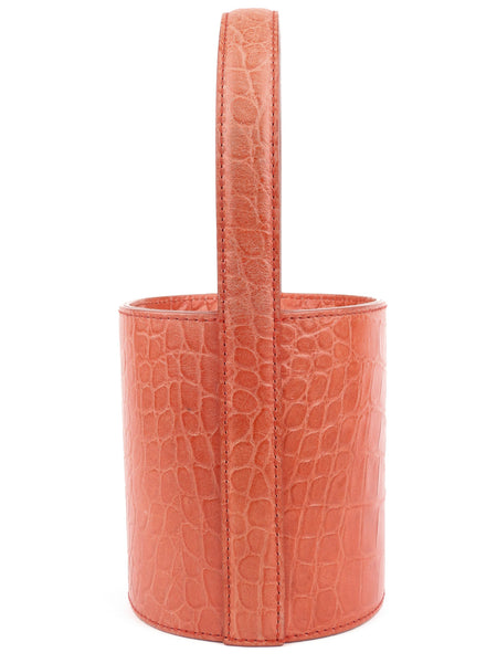 Staud Red Croc Embossed Leather Two Way Bucket Bag – I MISS YOU VINTAGE