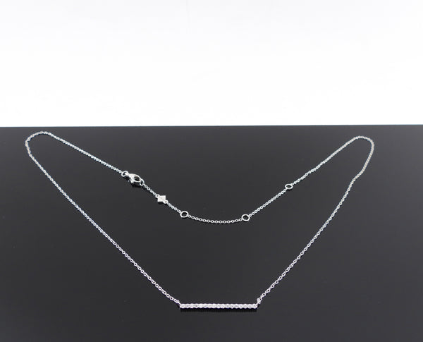 Birks 18k White Gold Diamond Rosee du Matin Bar Pendant Necklace – I ...