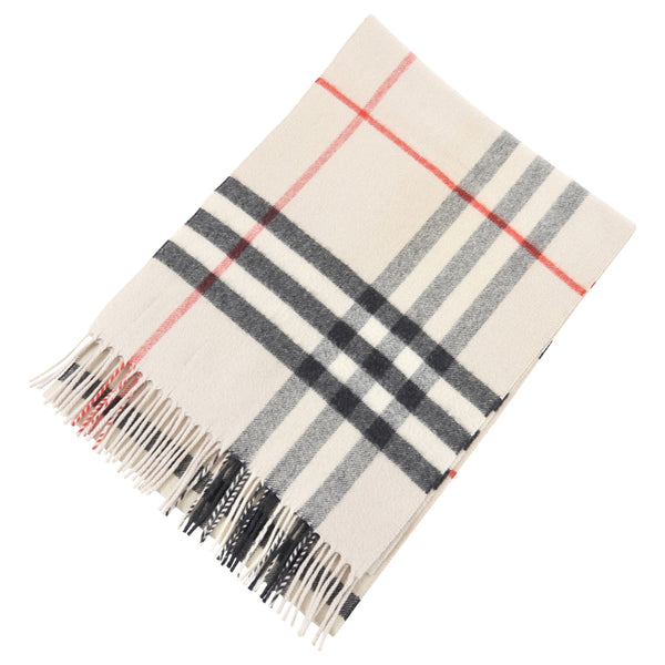 Burberry Stone White Cashmere Check Scarf – I MISS YOU VINTAGE