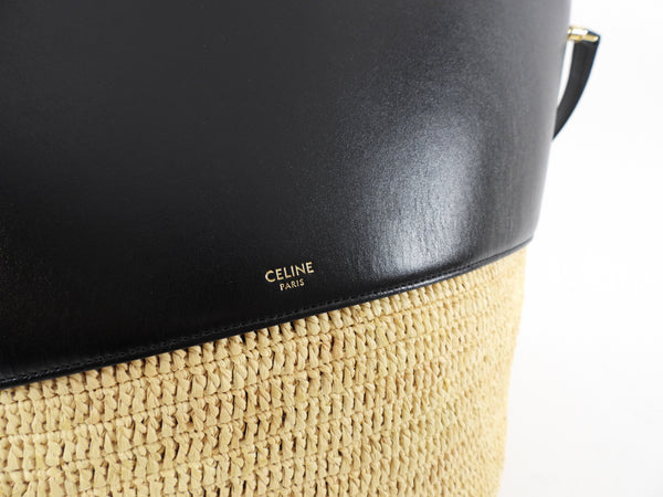 Celine Raffia and Black Leather Basket Bag with Strap – I MISS YOU VINTAGE