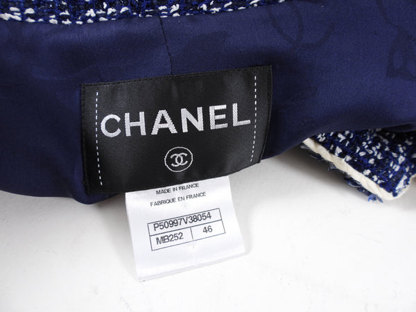 Chanel 2015 Blue and White Tweed Short Jacket - L / XL – I MISS YOU VINTAGE