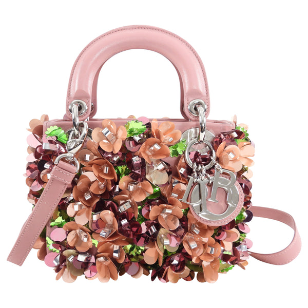 Dior Mini Lady Dior Quartz Pink Sequin Embellished Limited Edition Bag ...