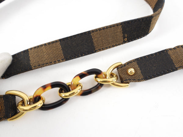 Fendi Brown Striped Canvas Chain Belt - S / M – I MISS YOU VINTAGE