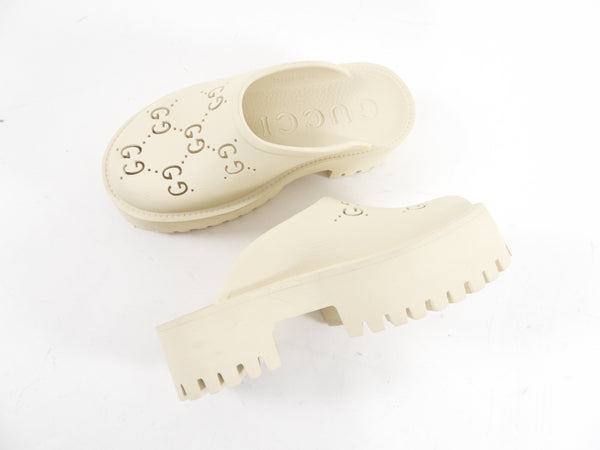 Gucci Ivory Rubber Perforated GG Platform Clog - USA 7.5 – I MISS YOU ...