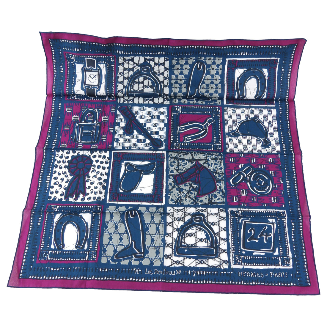 Hermes 65cm Cotton Batik Le Bou Bou Scarf Purple Teal – I MISS YOU VINTAGE