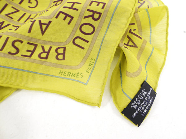 Hermes Les Sources de la Vie Yellow Script Scarf – I MISS YOU VINTAGE