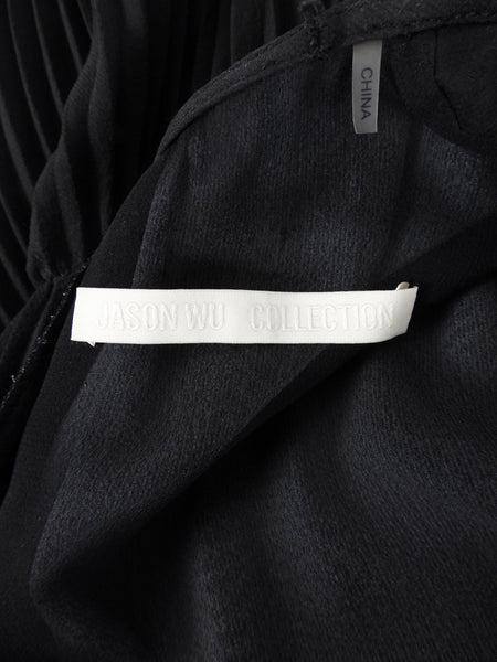 Jason Wu Collection Black and Multi Floral Knife Pleat Long Dress - S ...