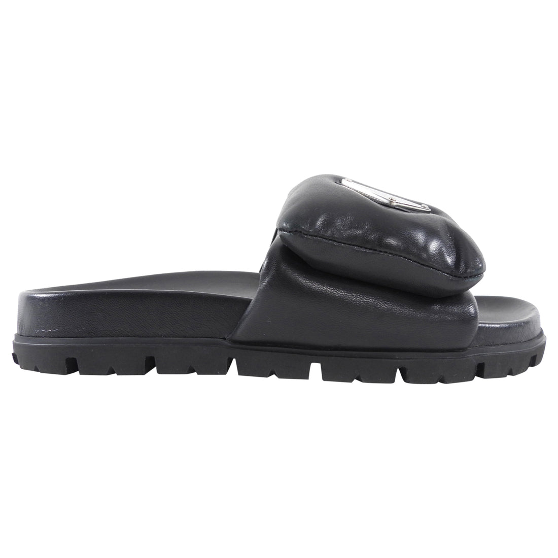Prada Black Lambskin Leather Padded Slide Sandals - 36 – I MISS YOU VINTAGE