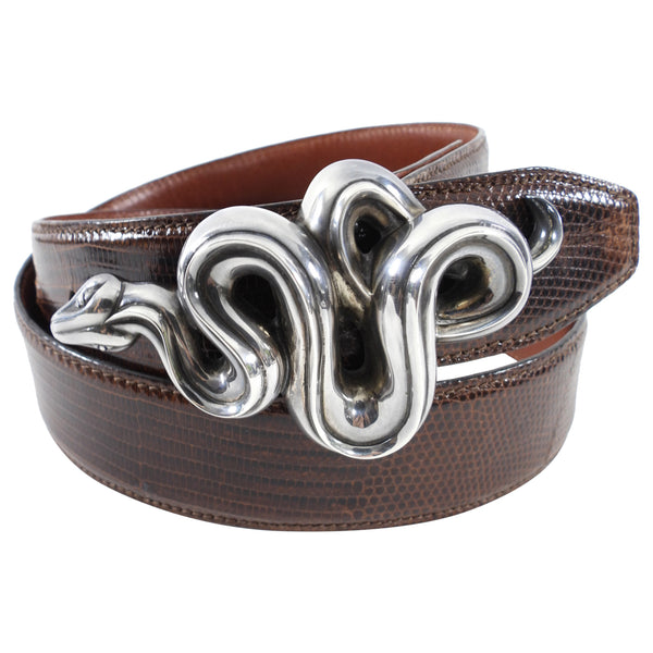 Barry Kieselstein-Cord Vintage 1993 Brown Lizard Sterling Snake Belt ...