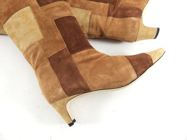 Staud Brown Patchwork Suede Tall Wally Boot - 38.5 – I MISS YOU VINTAGE