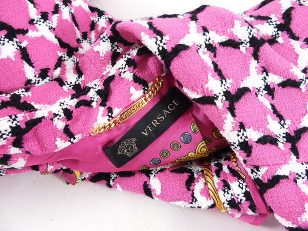 Versace 2019 Pink Tweed Skirt with Scarf Sash Detail - L / 10 / 12 – I ...