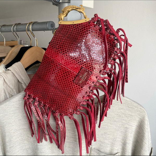 Valentino Red Python Small Fringed Zip Pouch – I MISS YOU VINTAGE