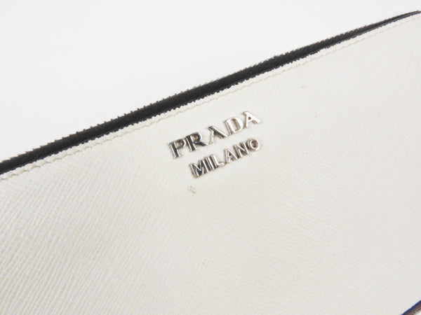 Prada 2017 Limited Edition Patch Cream Saffiano Leather Large Zip Wall ...