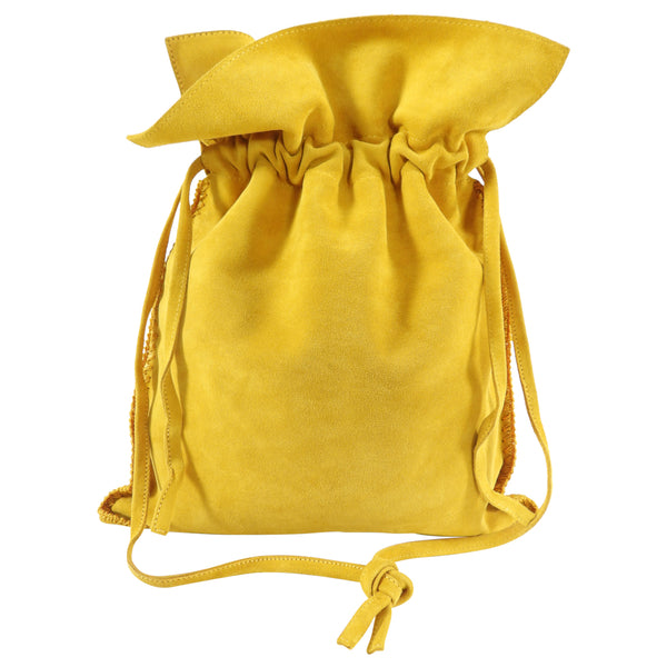 Bottega Veneta Vintage 1980's Yellow Suede Drawstring Bag – I MISS YOU ...