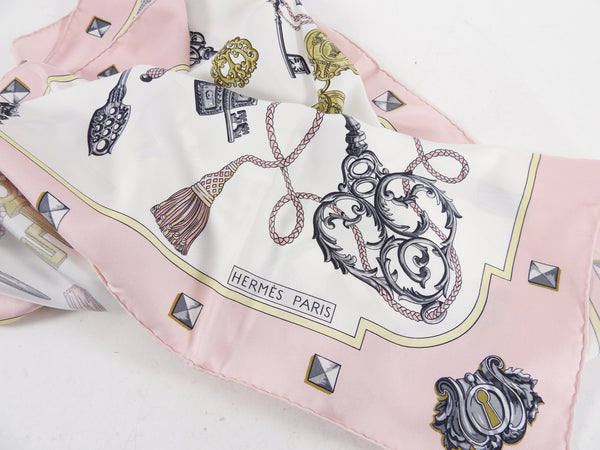 Hermes Shell Pink and White Les Cles Silk 90cm Scarf – I MISS YOU VINTAGE