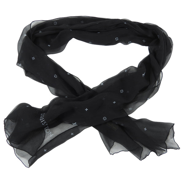 Louis Vuitton Black Light Silk Chiffon Logo Long Scarf – I MISS YOU VINTAGE