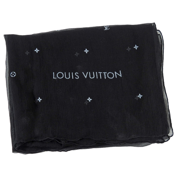 Louis Vuitton Black Light Silk Chiffon Logo Long Scarf – I MISS YOU VINTAGE