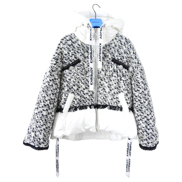 Krisjoy Black and White Tweed Puffer Parka Jacket - S – I MISS YOU VINTAGE