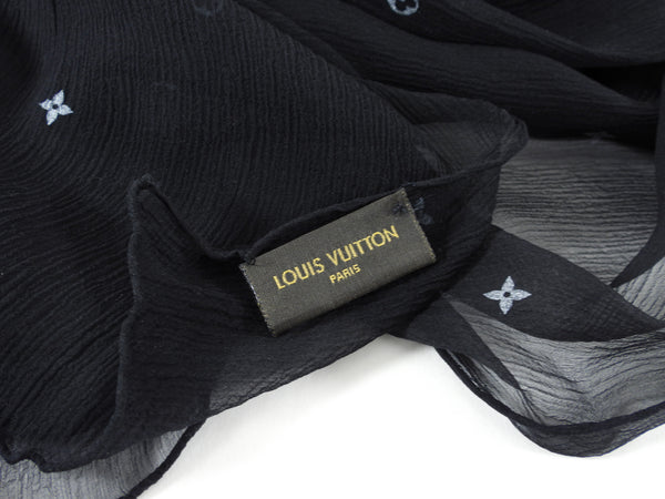 Louis Vuitton Black Light Silk Chiffon Logo Long Scarf – I MISS YOU VINTAGE