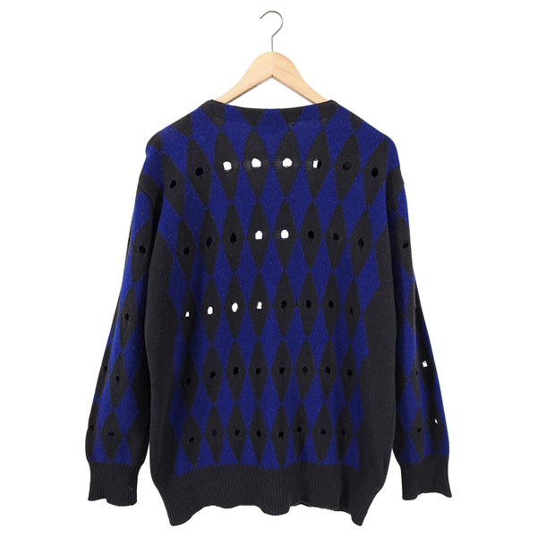 Prada Blue Brown Diamond Pattern Cardigan - M – I MISS YOU VINTAGE