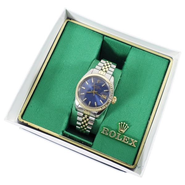 Rolex Vintage Ladies Datejust Bicolor Blue Face Watch – I MISS YOU VINTAGE